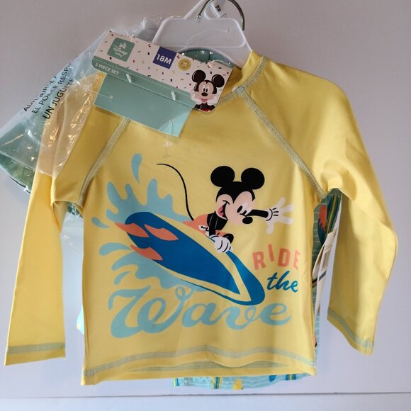 Disney | Swim | Disney Baby Mickey Mouse 3 Piece Sun Set Swimsuit Upf 5 ...
